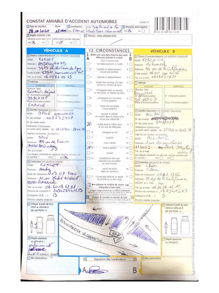 Constat Amiable D'accident Automobile | PDF