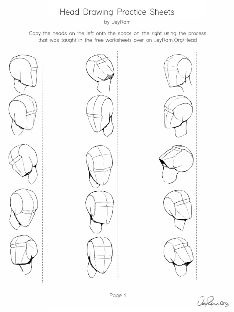 Head Drawing Practice Sheets | PDF