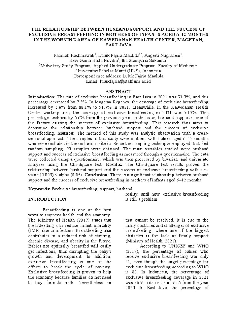The Relationship Between Husband Support and The Success of Exclusive ... The Relationship Between Husband Support and The Success of Exclusive ...