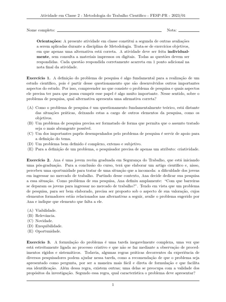 Atividade 2 - Metodologia | PDF