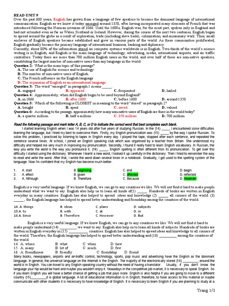 Read U9 English | PDF | English Language | Teachers