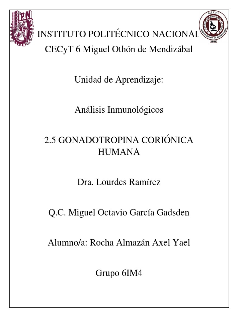 Gonadotropina Coriónica Humana | PDF | Gonadotropina coriónica humana | Gonadotropina