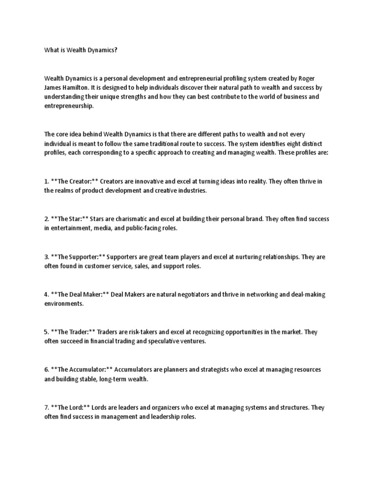 What Is Wealth Dynamics | PDF