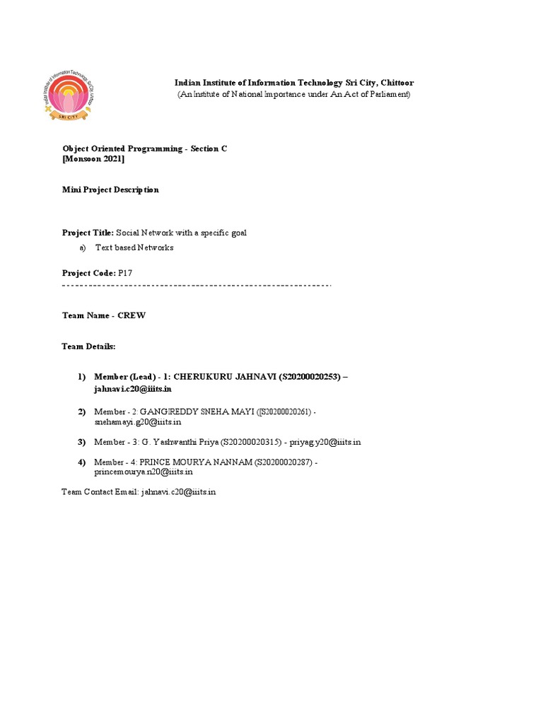 Indian Institute of Information Technology Sri City | PDF