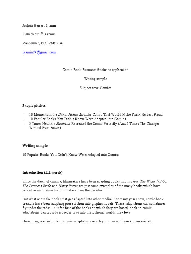 CBR - comic list writer - sample | PDF