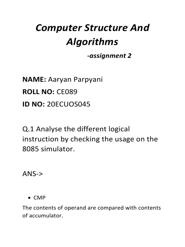 Ce089 Aaryan Parpyani Csa Lab02 | PDF | Central Processing Unit | Office Equipment