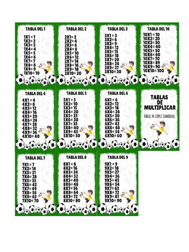 Tablas de Multiplicar Futbol | PDF