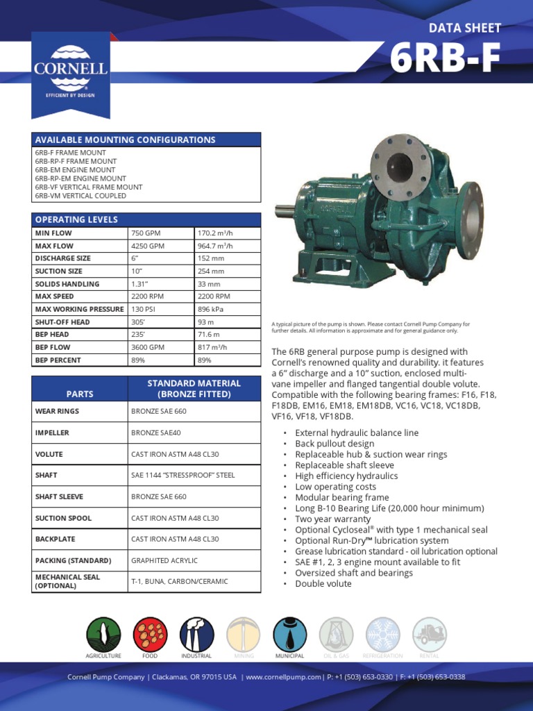 01.bombas Cornell 6rb F | PDF | Pump | Mechanical Engineering