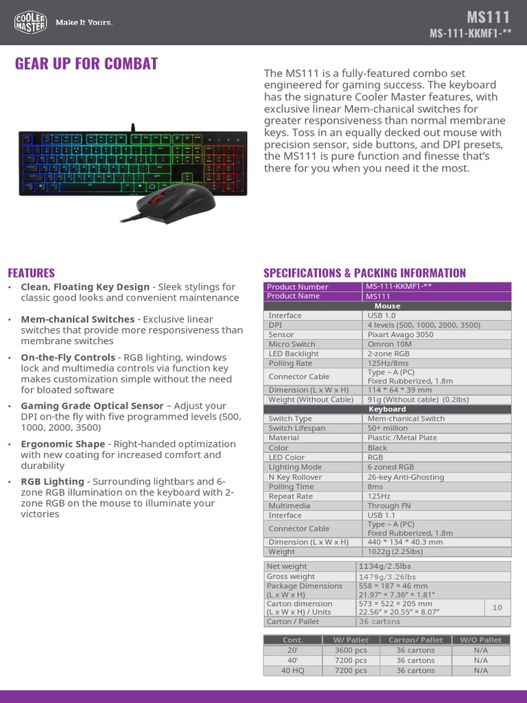 Product Sheet - MS111 | Download Free PDF | Computer Keyboard | Human–Computer Interaction