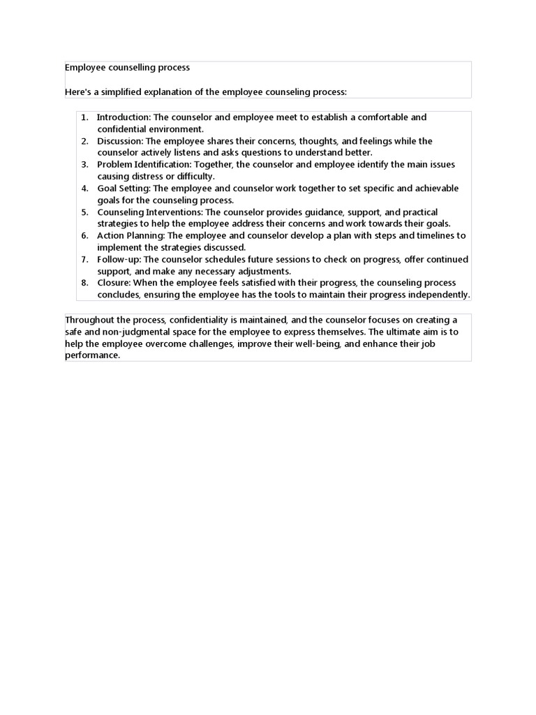 Employee Counselling Process | PDF | Career & Growth
