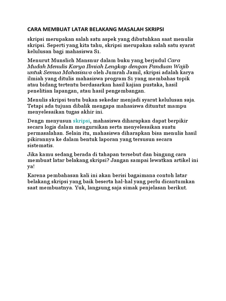 Cara Membuat Latar Belakang Masalah Skripsi | PDF | Seni