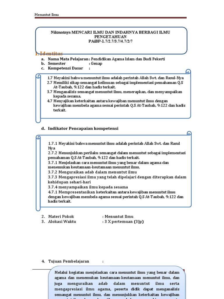 UKBM PAI 3.7 Menuntut Ilmu | PDF