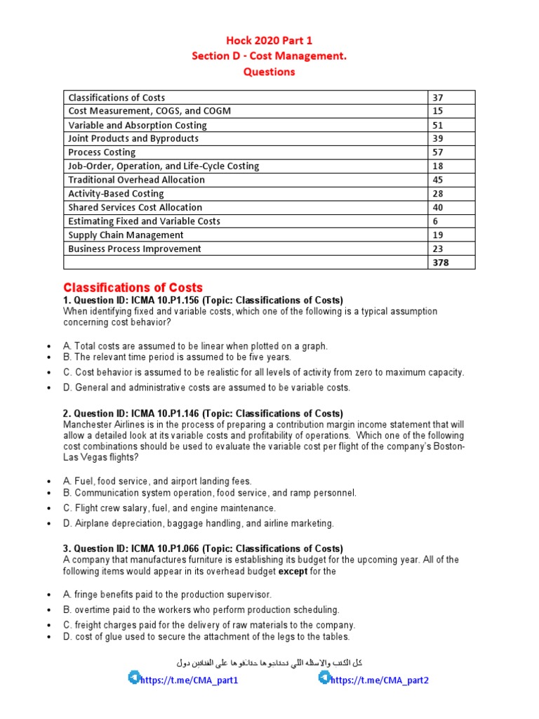 Hock 20 Costing Basics Qns | PDF