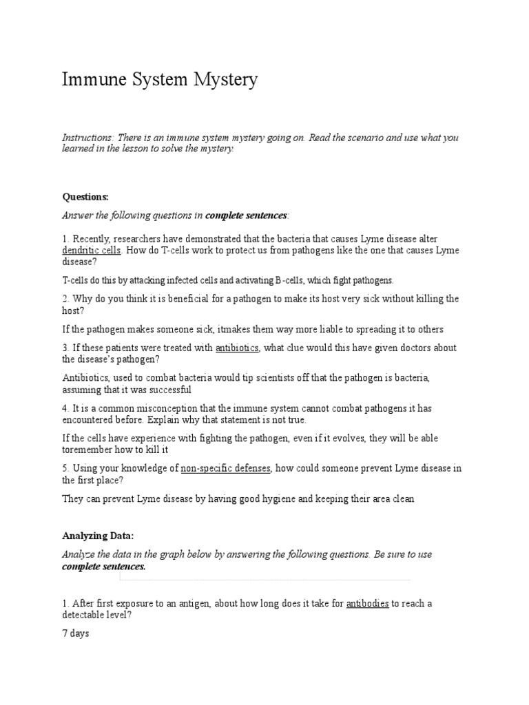 06 08 Immune System Mystery Assignment | PDF | Lyme Disease | Immune System