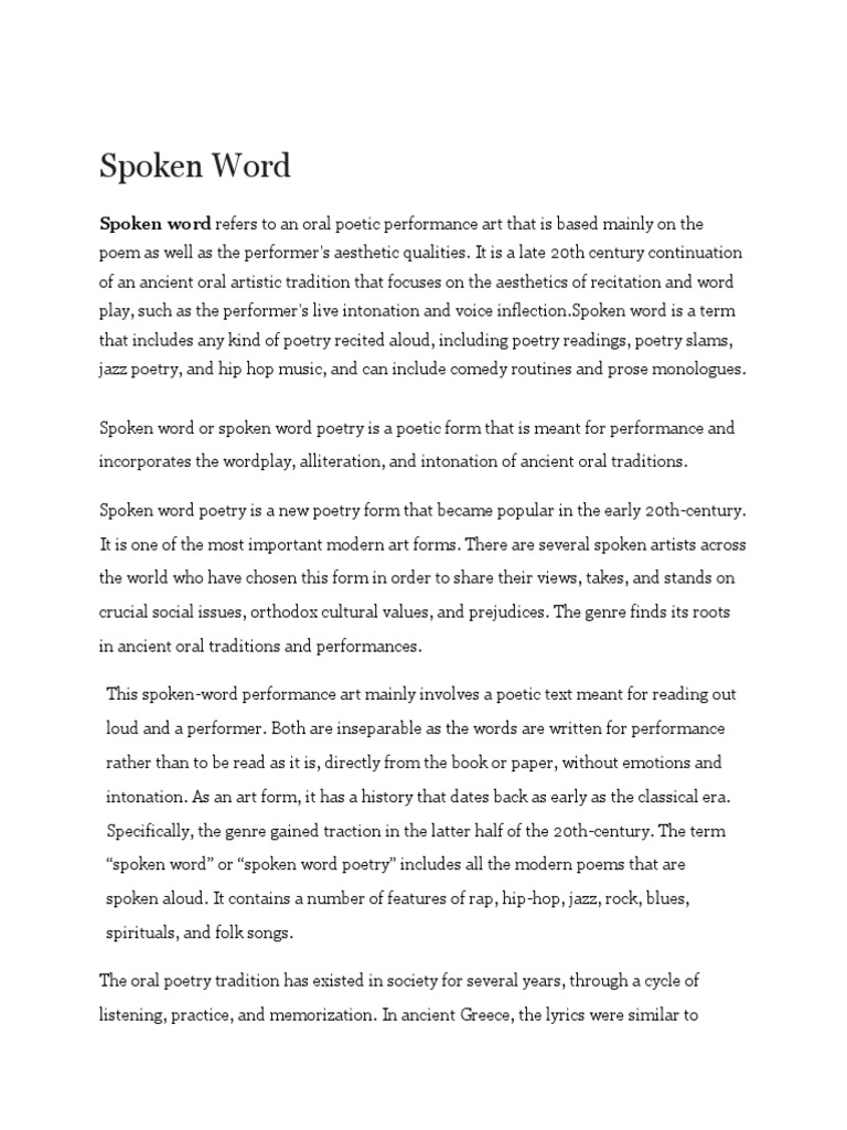 Spoken Word & Anime | PDF | Spoken Word | Poetry