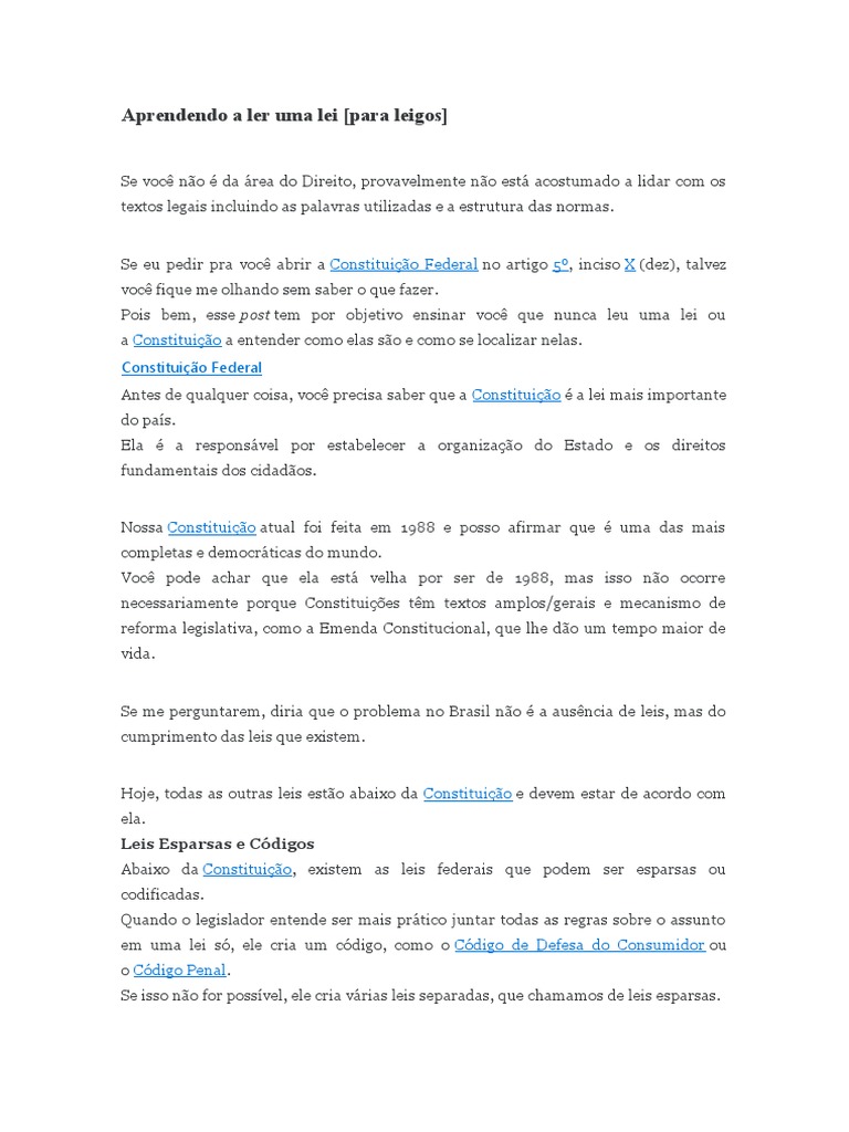 Aprendendo A Ler Uma Lei | PDF