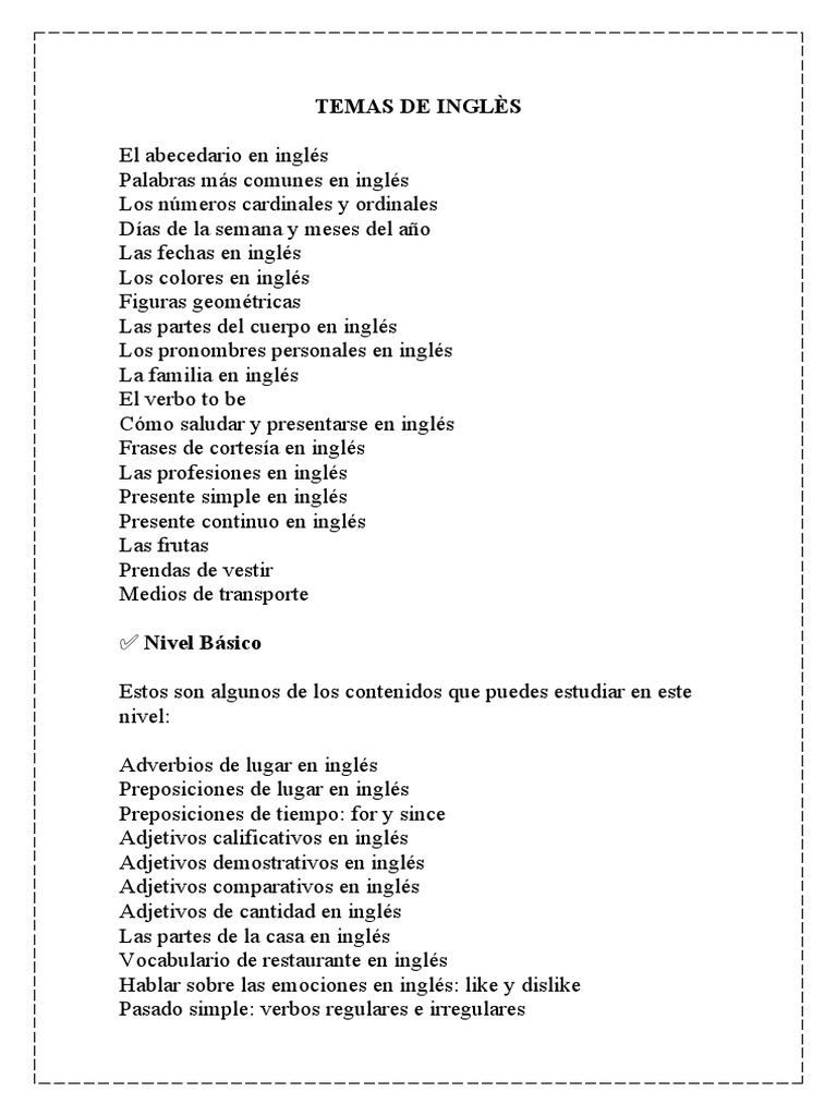 Temas de Inglès | PDF | Crecimiento personal y profesional | Estudios ...