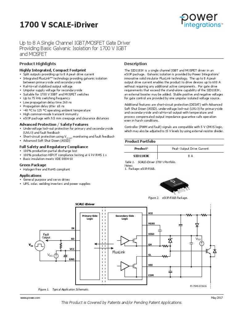 1700v Scale-Idriver Family Datasheet | PDF | Power Supply | Mosfet