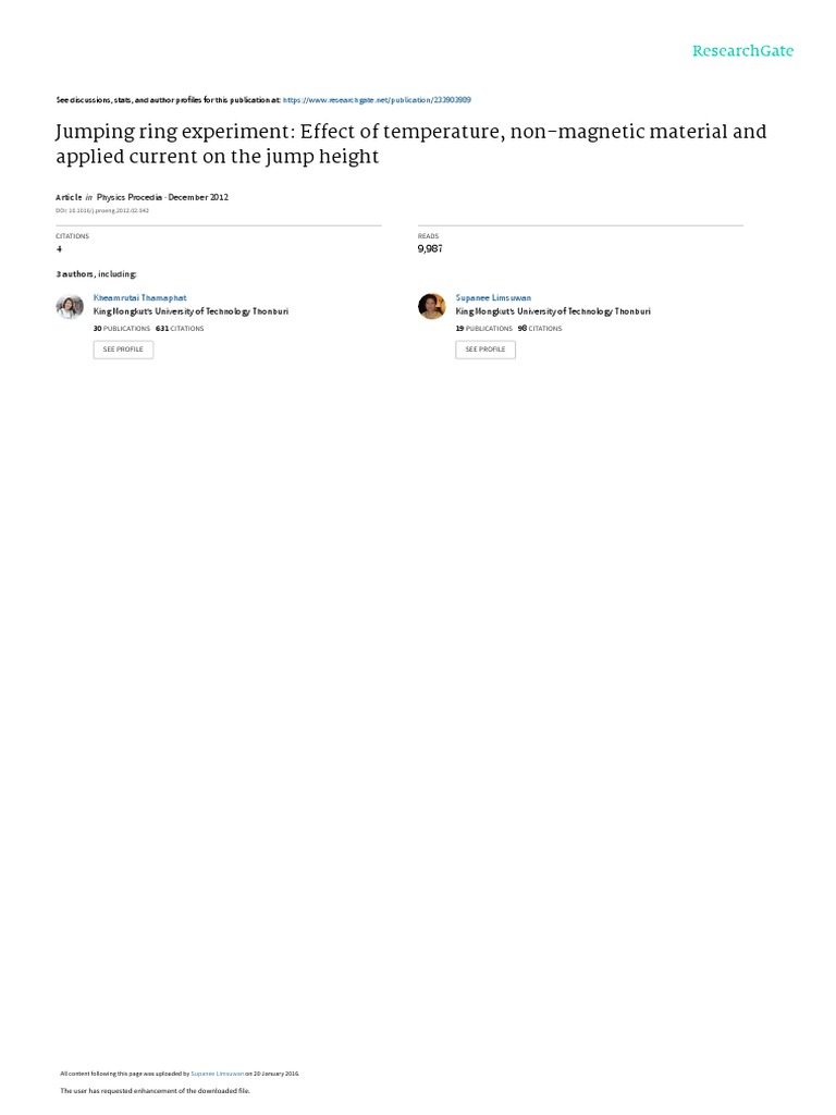 Jumping Ring Experiment Effect of Temperature Non | PDF ...