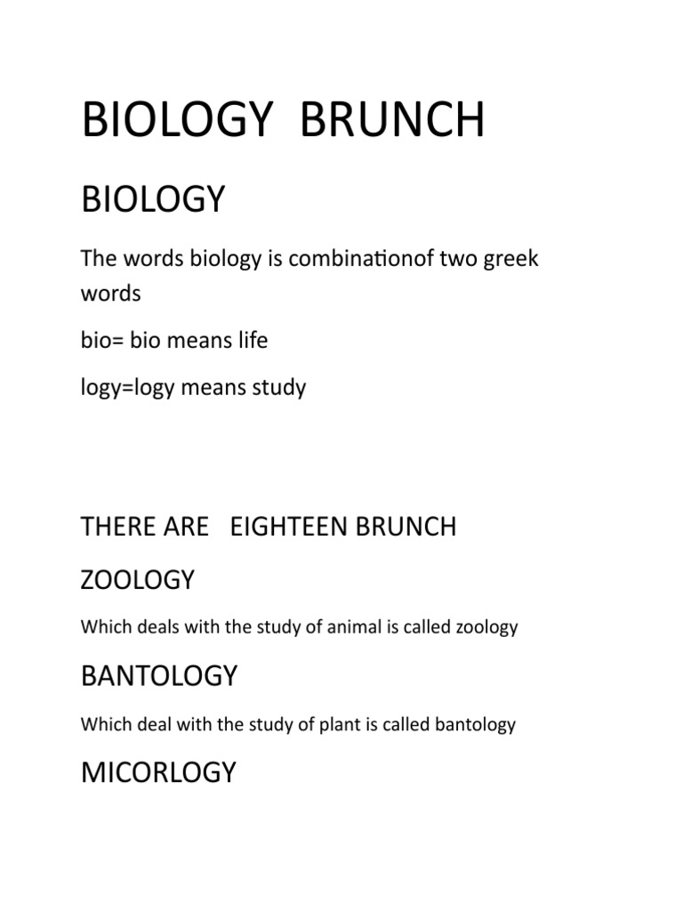 Overview of Biology Branches | PDF