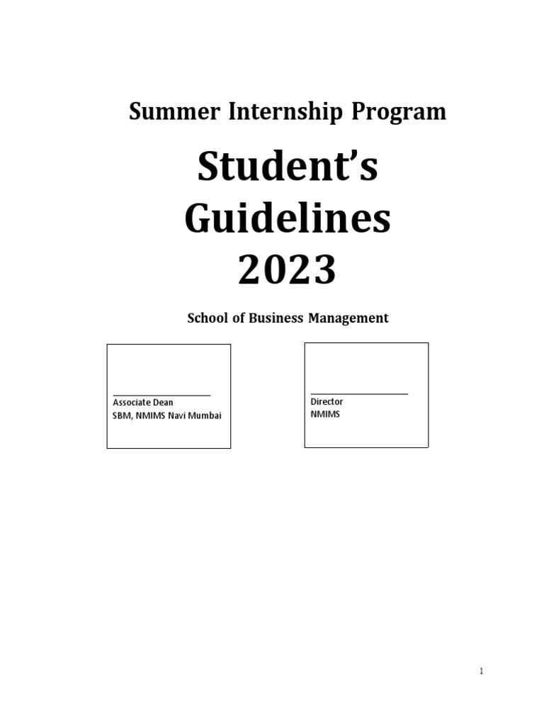 SBM Student Sip Guidelines | PDF