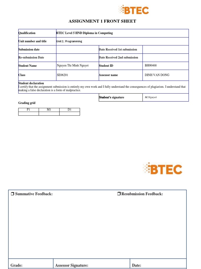 Asm1 Programming 1st Nguyenthiminhnguyet Bh00468 | PDF | Algorithms | Mathematics