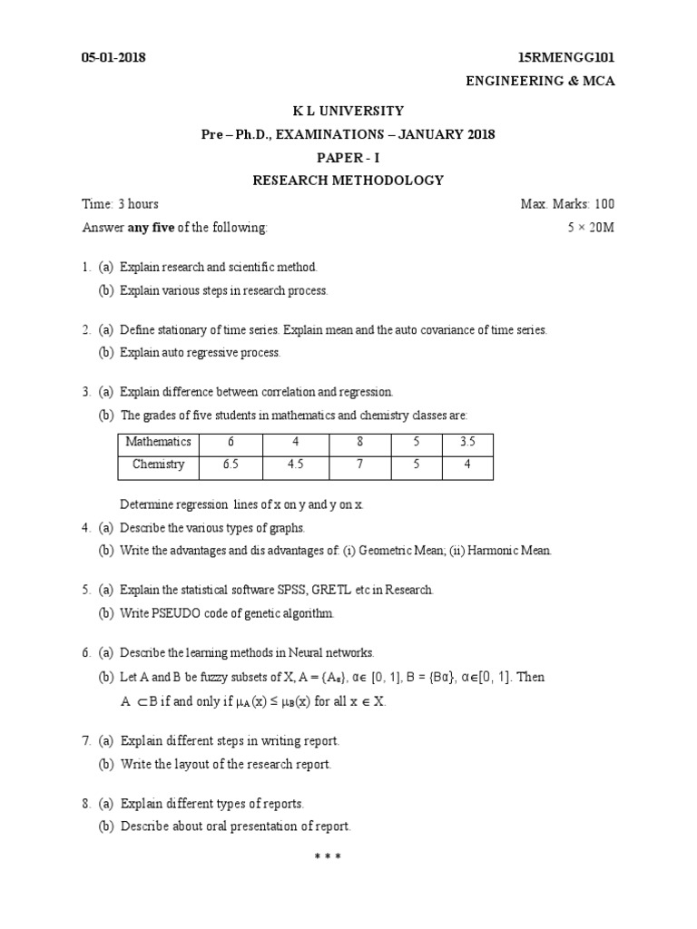 Research Methodology Exam Questions | PDF | Teaching Methods & Materials