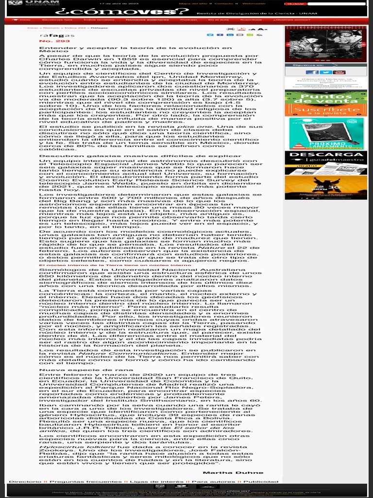 Ráfagas No.293 - Revista ¿Cómo Ves - Dirección General de Divulgación de La Ciencia de La UNAM | PDF