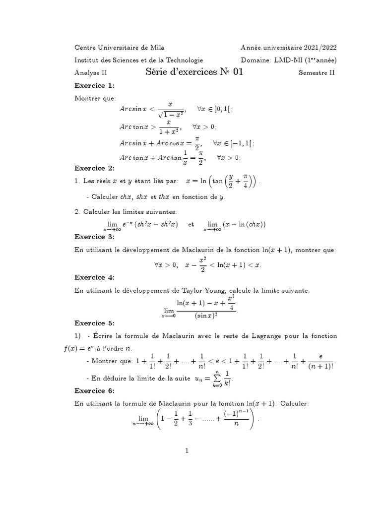 TD1 Analyse 2 | PDF | Méthodes et références pédagogiques