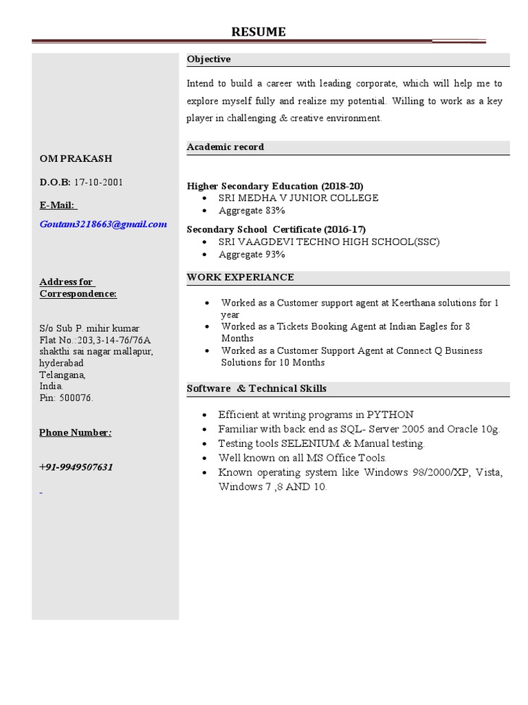New Updated Resume Omprakash | PDF