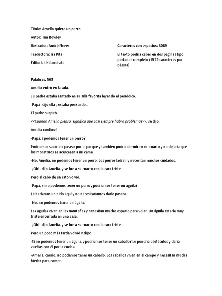 Amelia quiere un perro | PDF