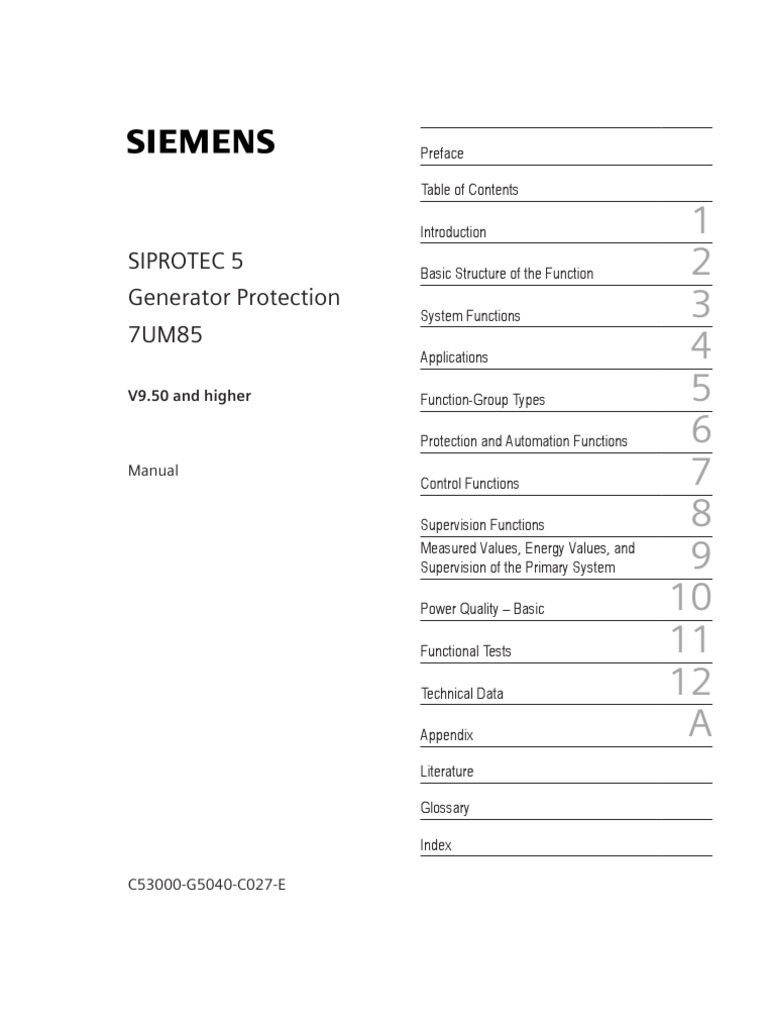 SIP5 7UM85 V09.50 Manual C027-E en | PDF