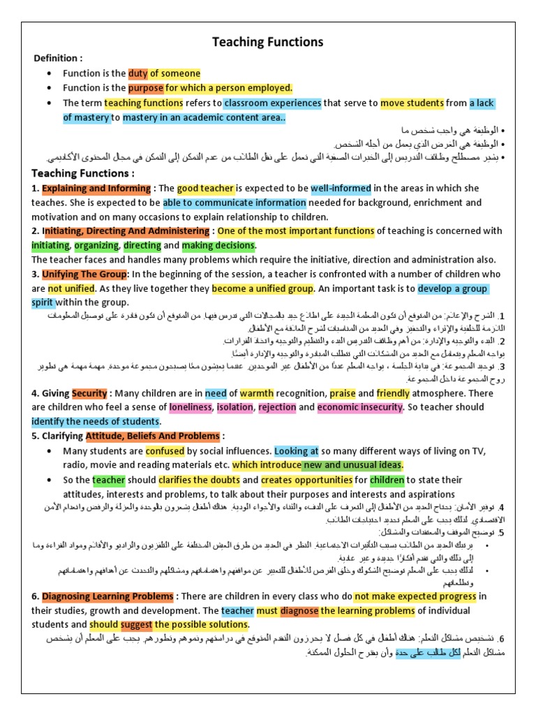 Teaching Functions | PDF | Teachers | Education Theory