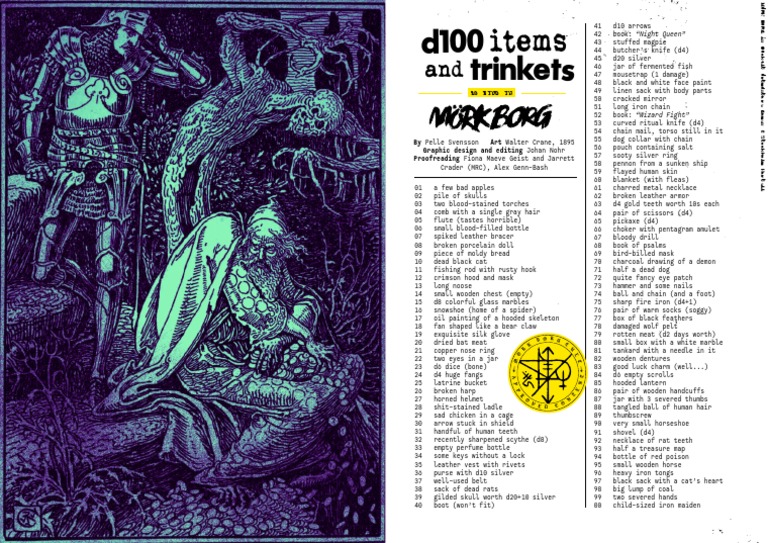 Mork Borg - Rules - D100 Items and Trinkets | PDF