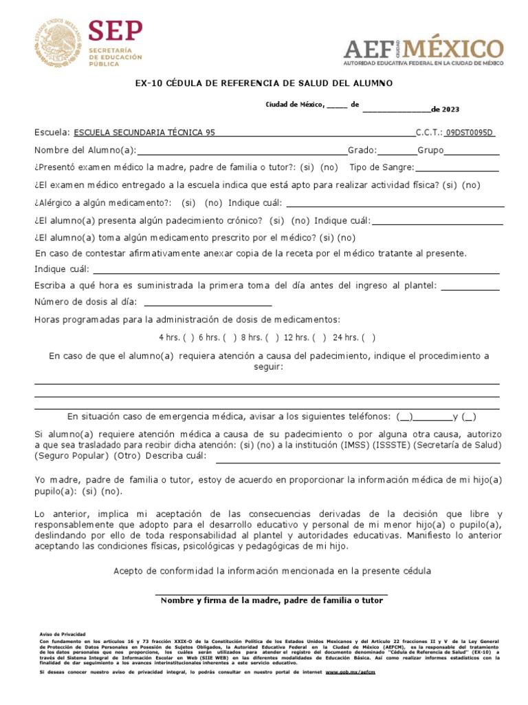 Cédula de Salud INS 10 | PDF | Educación de la primera infancia