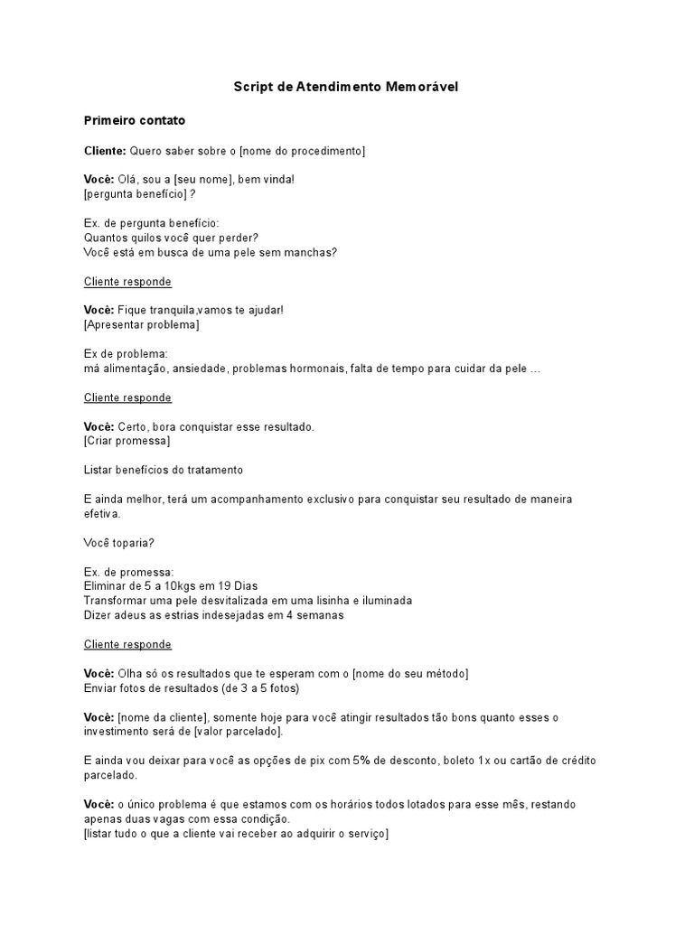 Script de Atendimento Memoravel Larissa Dantas | PDF