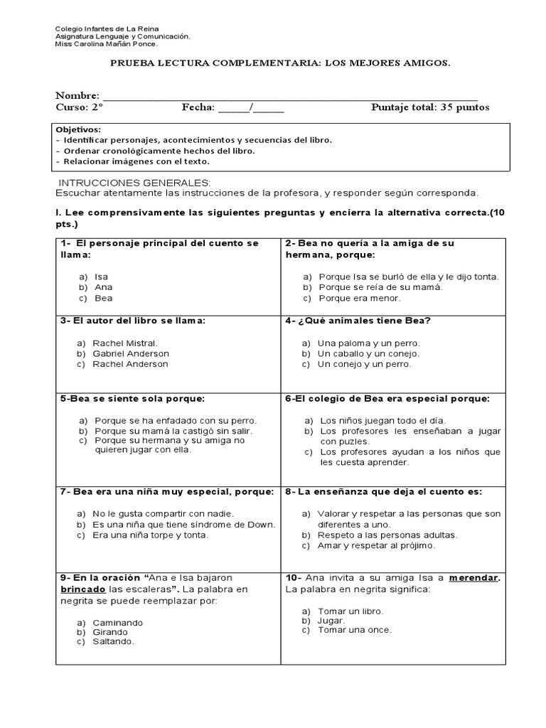 PRUEBA 3 Los Mejores Amigos | PDF