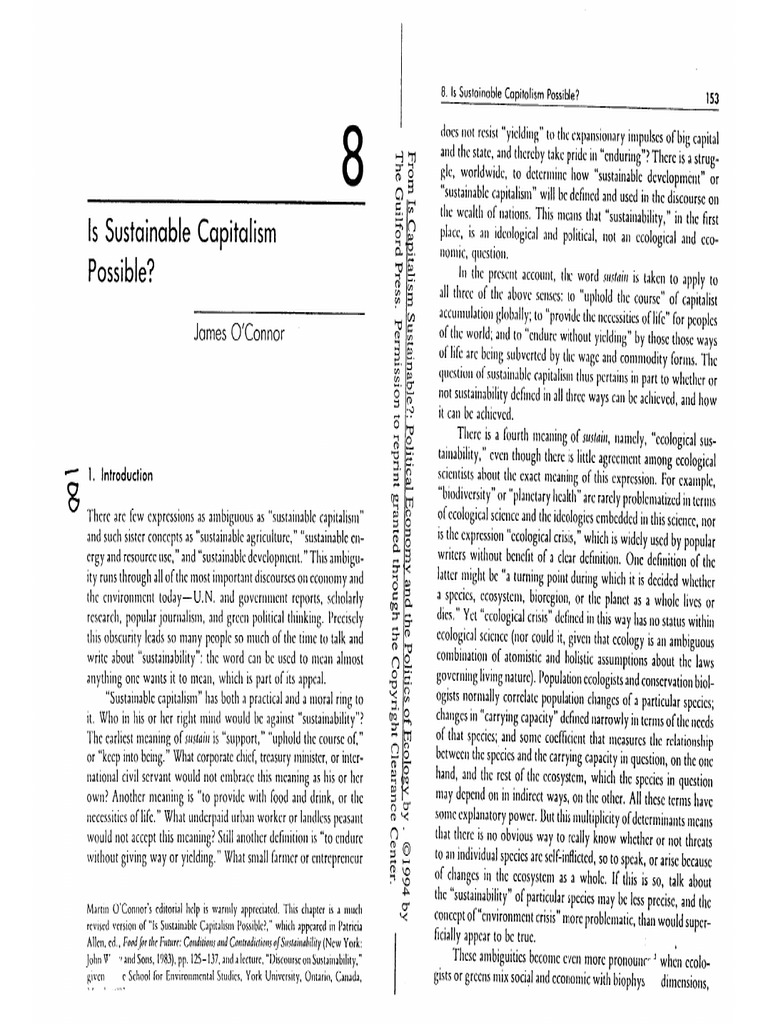 O'CONNOR, J. Is - Sustainable - Capitalism - Possible | PDF