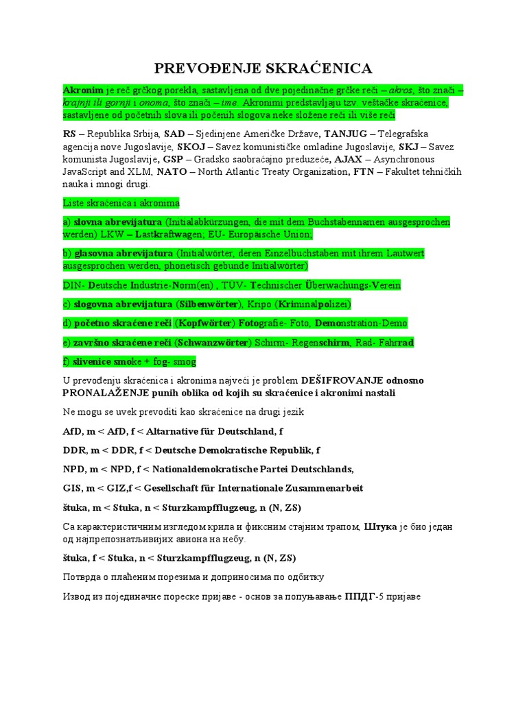 3 - Prezentacija - PREVOĐENJE SKRAĆENICA | PDF