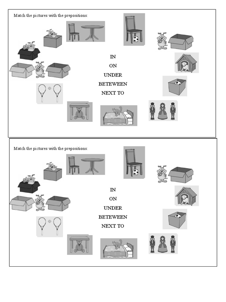 Match The Pictures With The Prepositions | PDF