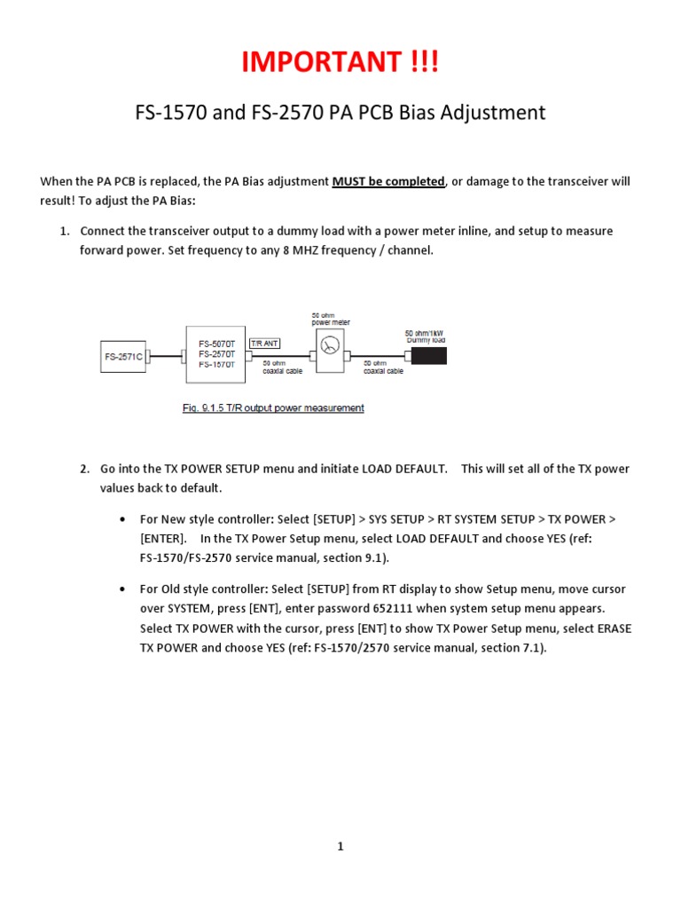 FS1570 FS2570 PA Bias and ALC Adjustment | PDF | Science & Mathematics ...