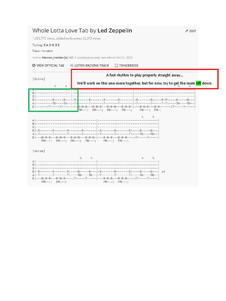 Whole Lotta Love - Led Zeppelin Guitar Tab | PDF