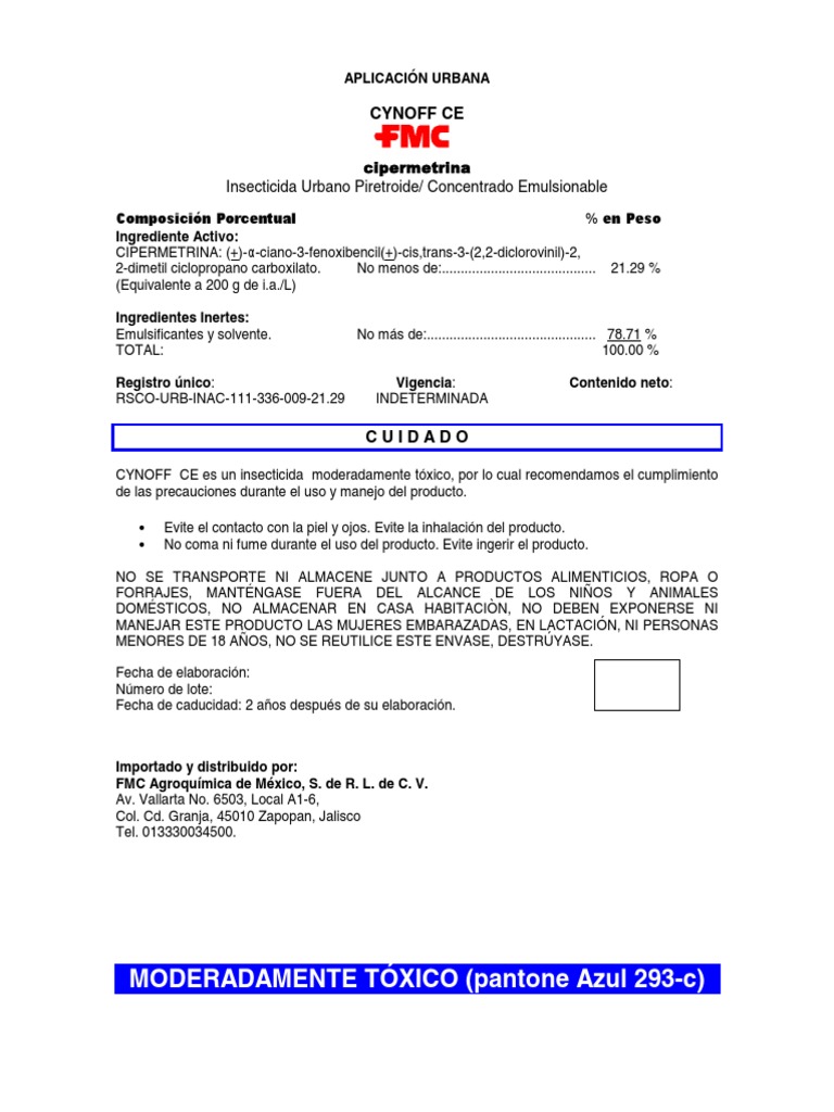 CYNOFF CE FICHA TEC | PDF