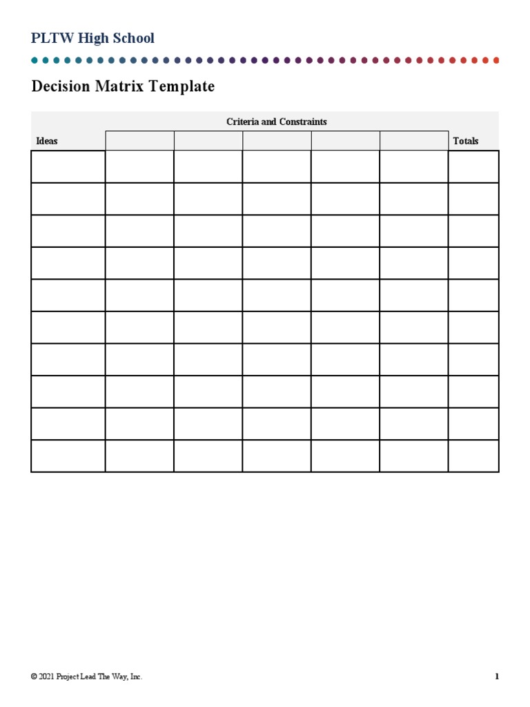 PLTW High School Decision Matrix Template | PDF | Art