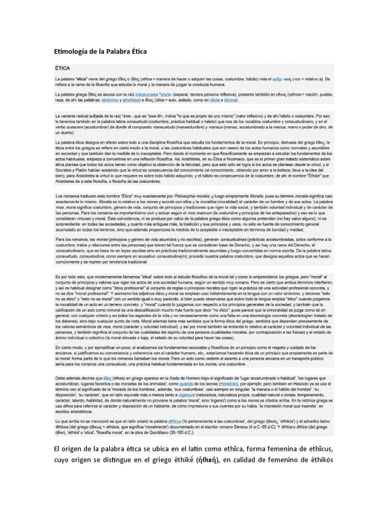 Etimología de La Palabra Ética | PDF | Filosofía
