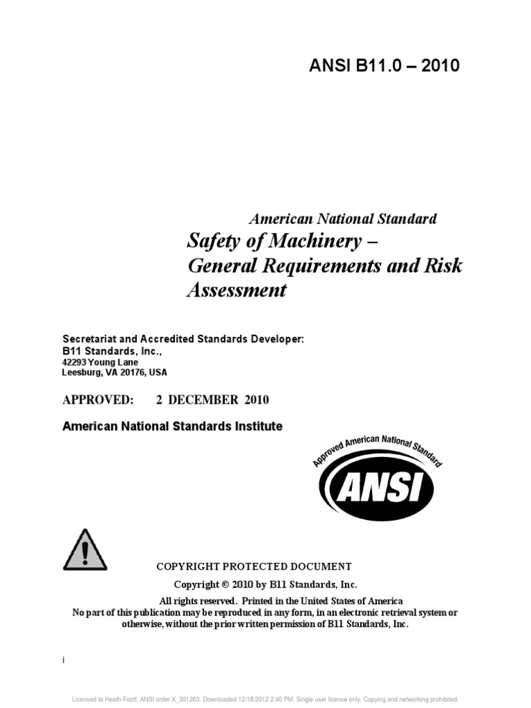 Ansi B11.0 - 2010 | Download Free PDF | Risk Assessment | Risk