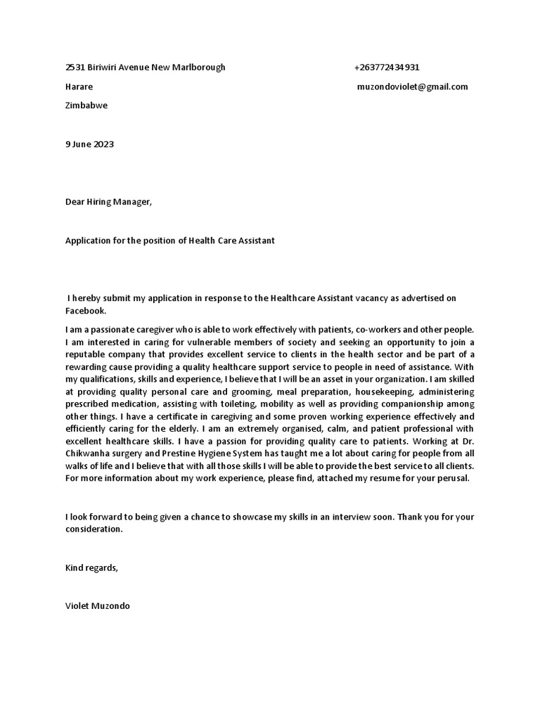 Violet Cover Letter 2023 | PDF