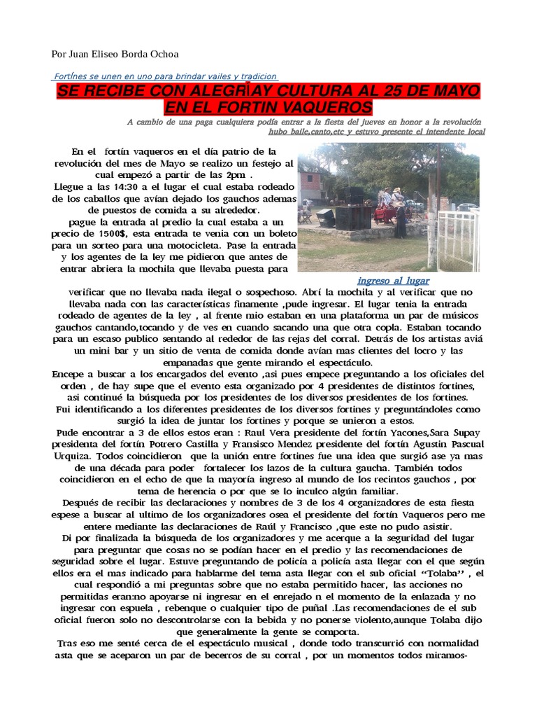 Fiesta Gaucha en Fortín Vaqueros | PDF | Arte