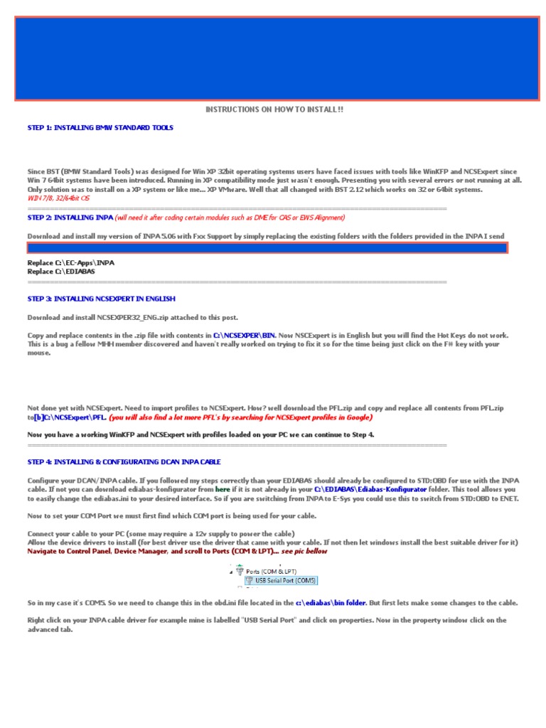 INPA Installation Guide for BMW | PDF | Computers
