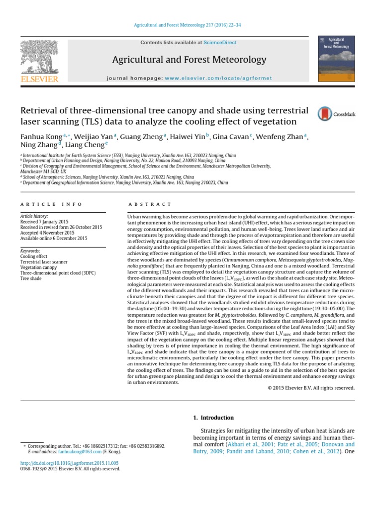 Retrieval of Three-Dimensional Tree Canopy and Shade Using Terrestriallaser Scanning (TLS) Data ...